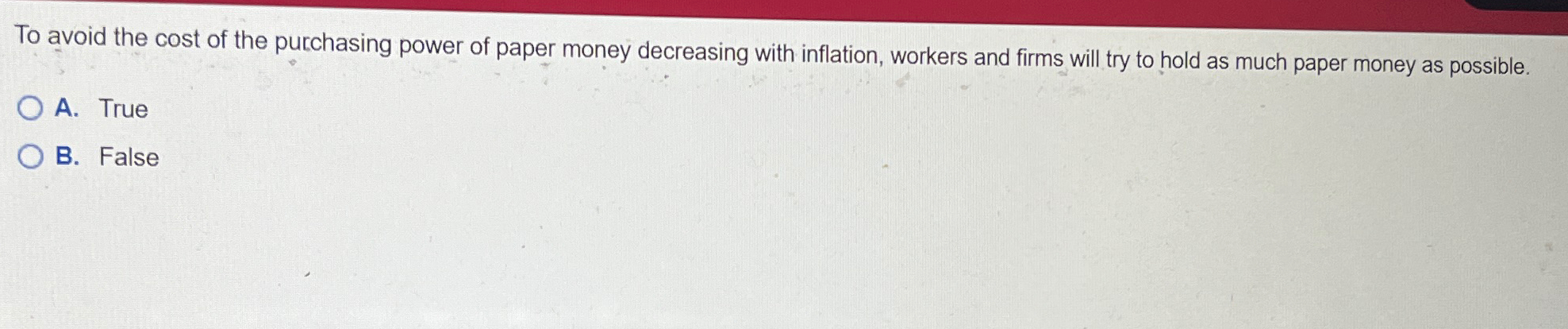 Solved To avoid the cost of the purchasing power of paper | Chegg.com