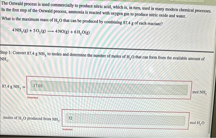 Solved The Ostwald process is used commercially to produce | Chegg.com