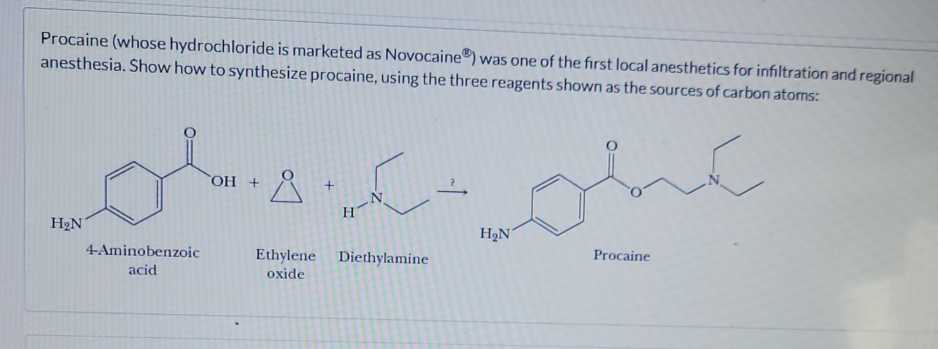 Solved Procaine (whose hydrochloride is marketed as | Chegg.com