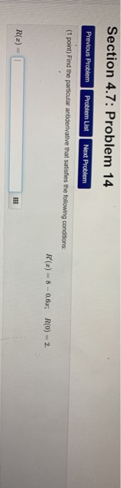 Solved Section 4.7: Problem 14 Previous Problem Problem List | Chegg.com