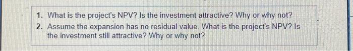 Solved Reference Reference 1. What is the project's NPV? | Chegg.com
