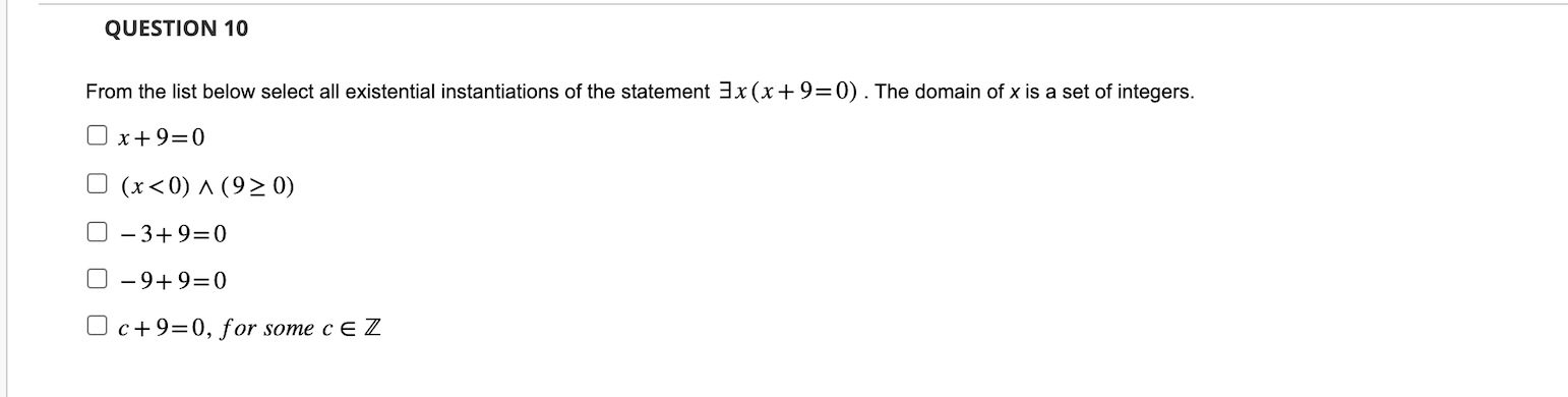 Solved QUESTION 10From the list below select all existential | Chegg.com