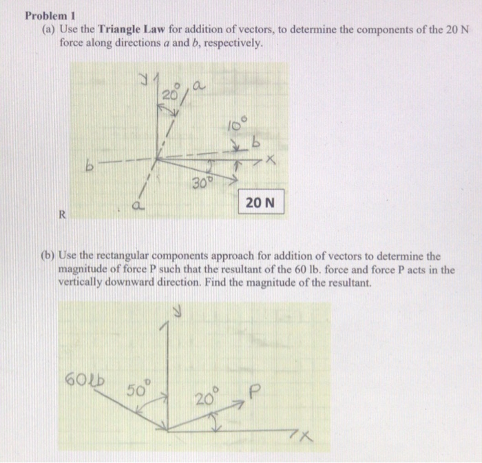 Solved Problem 1 (a) Use the Triangle Law for addition of | Chegg.com