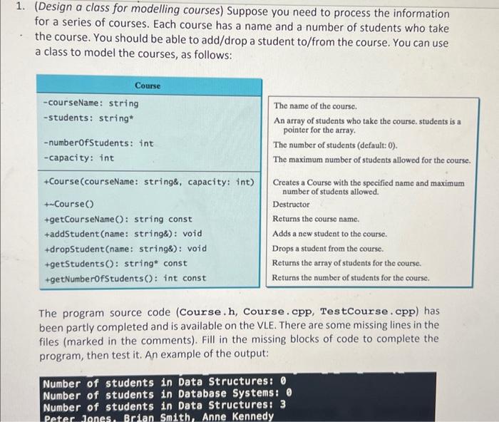 Solved 1. (Design a class for modelling courses) Suppose you | Chegg.com