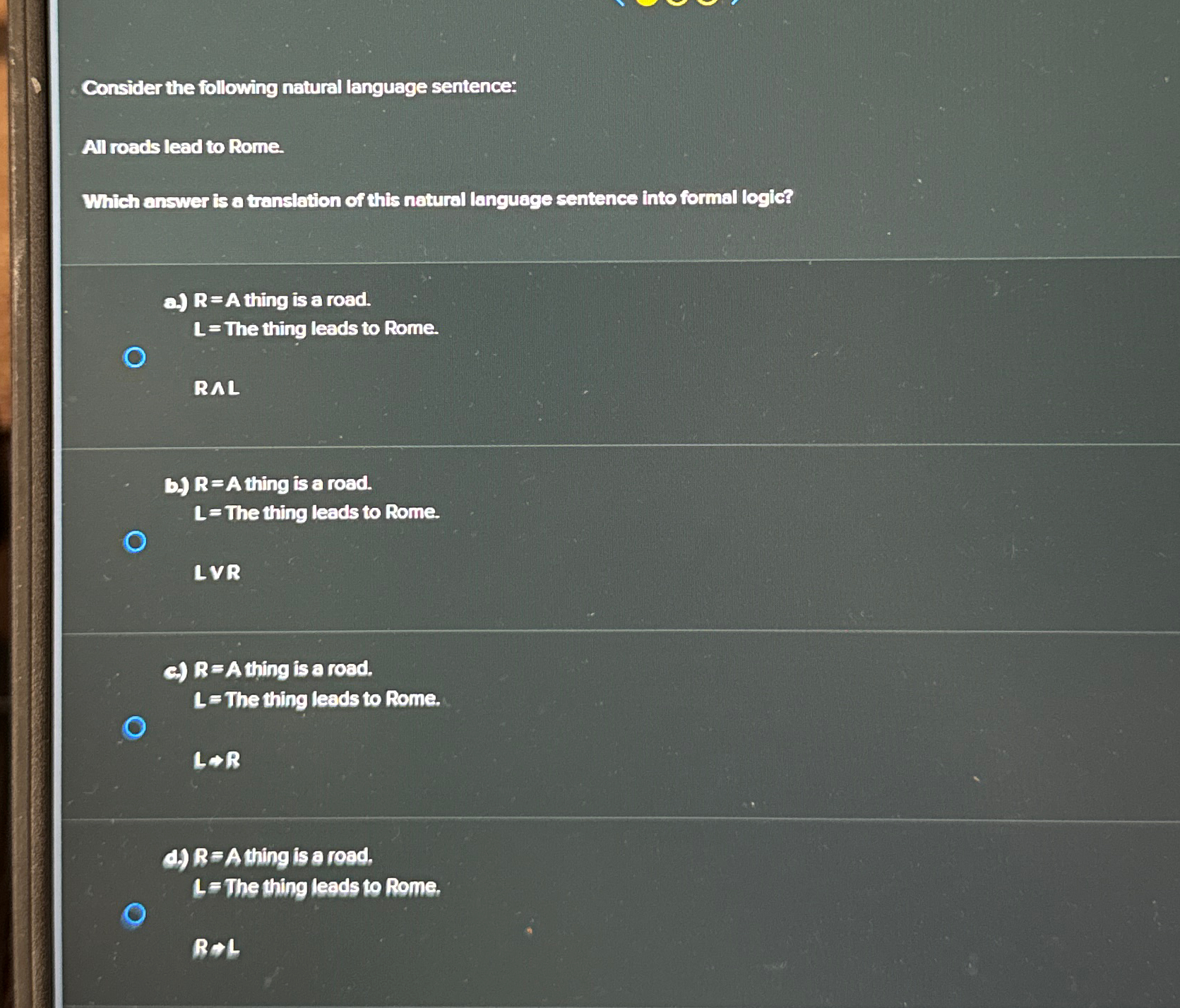 Solved Consider the following natural language sentence:All | Chegg.com