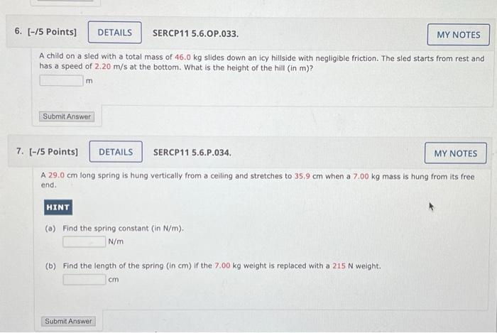 Solved A child on a sled with a total mass of 46.0 kg slides | Chegg.com