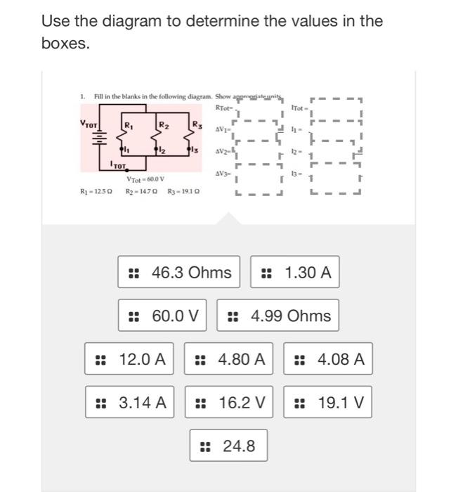 Solved Use the diagram to determine the values in the boxes. | Chegg.com