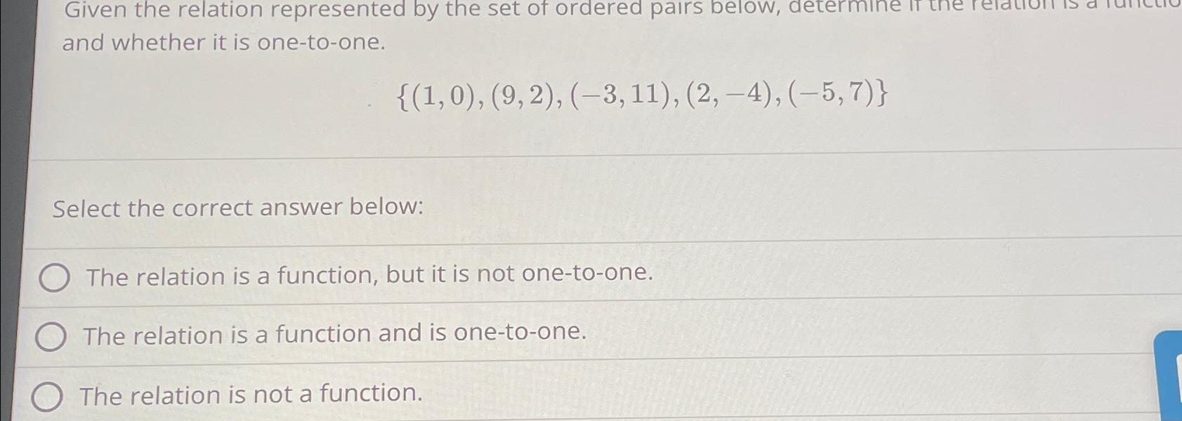 Solved Given the relation represented by the set of ordered | Chegg.com