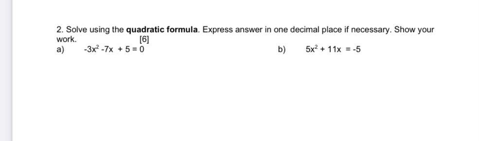 Solved Solve using the quadratic formula. Express answer in | Chegg.com