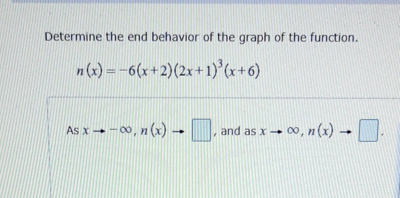 Solved Determine the end behavior of the graph of the | Chegg.com