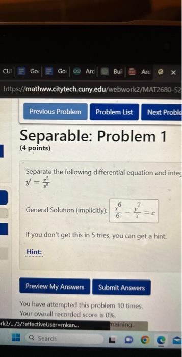 Separable: Problem 1 (4 points) Separate the | Chegg.com