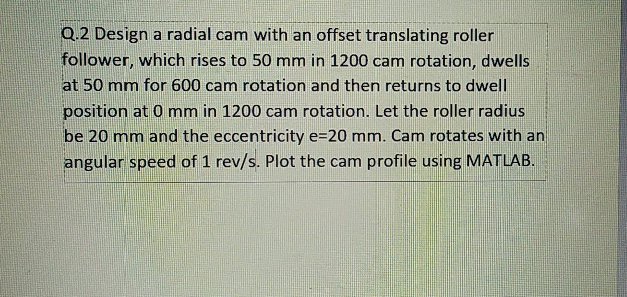 Solved Q.2 Design a radial cam with an offset translating | Chegg.com