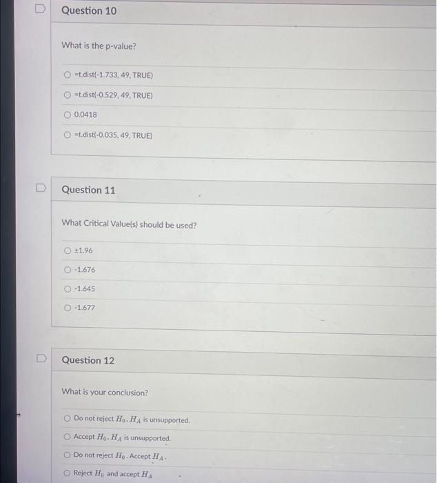 For questions 6 through 13 , refer to the following | Chegg.com