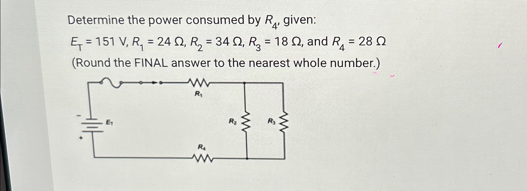 Solved Determine the power consumed by R4, | Chegg.com