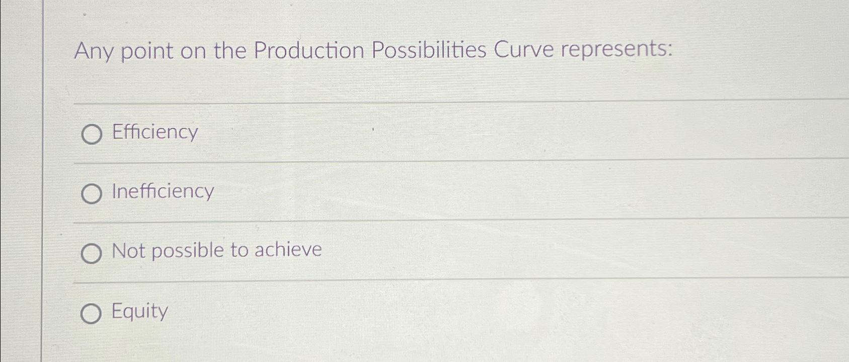 Solved Any point on the Production Possibilities Curve | Chegg.com