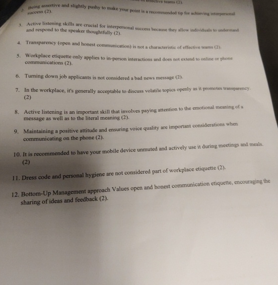 Solved Being assertive and slightly pushy to make your point | Chegg.com