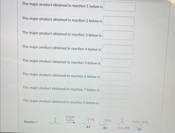 Solved The major product obtained in reaction 1 below is The | Chegg.com