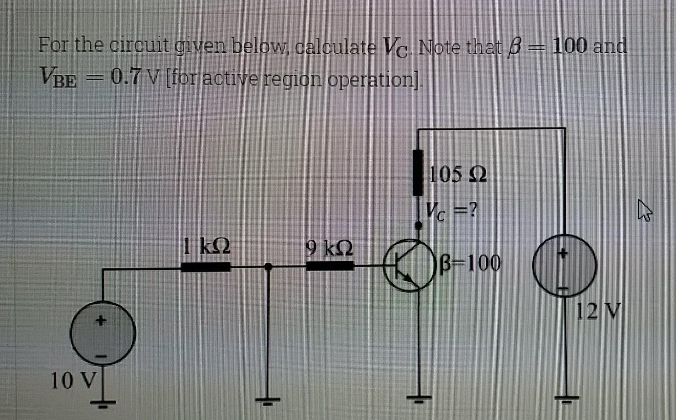 Solved For the circuit given below, calculate Vc. Note that | Chegg.com