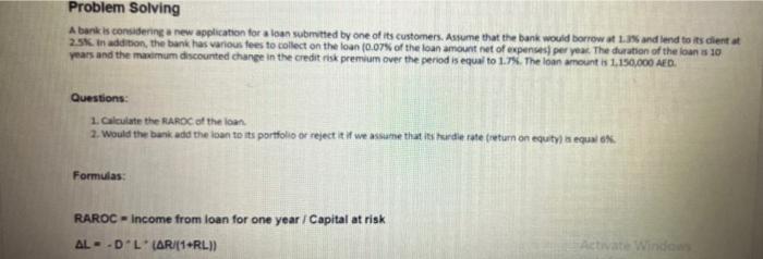 Problem Solving A bank is considering a new | Chegg.com