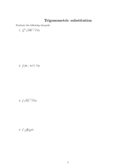 Solved Trigonometric Integrals Pythagorean Identity: | Chegg.com