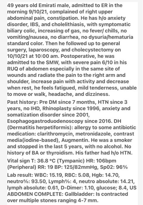 Solved write 5 nursing diagnosis as PES( problem, etiology, | Chegg.com