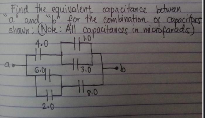 Solved Find the equivalent capacitance between "a" and "b" | Chegg.com
