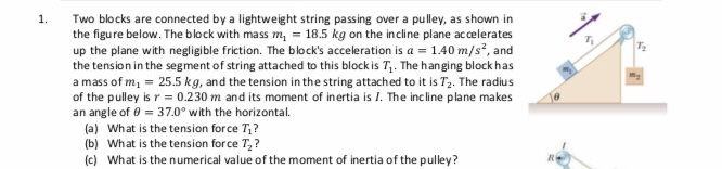 Solved Two blocks are connected by a lightweight string | Chegg.com