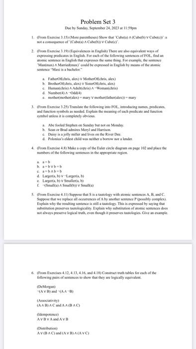 Solved Problem Set 3 Due by Sunday, September 24, 2023 at | Chegg.com