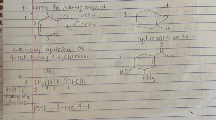 Solved 4. Name the following ampuend 1. | Chegg.com
