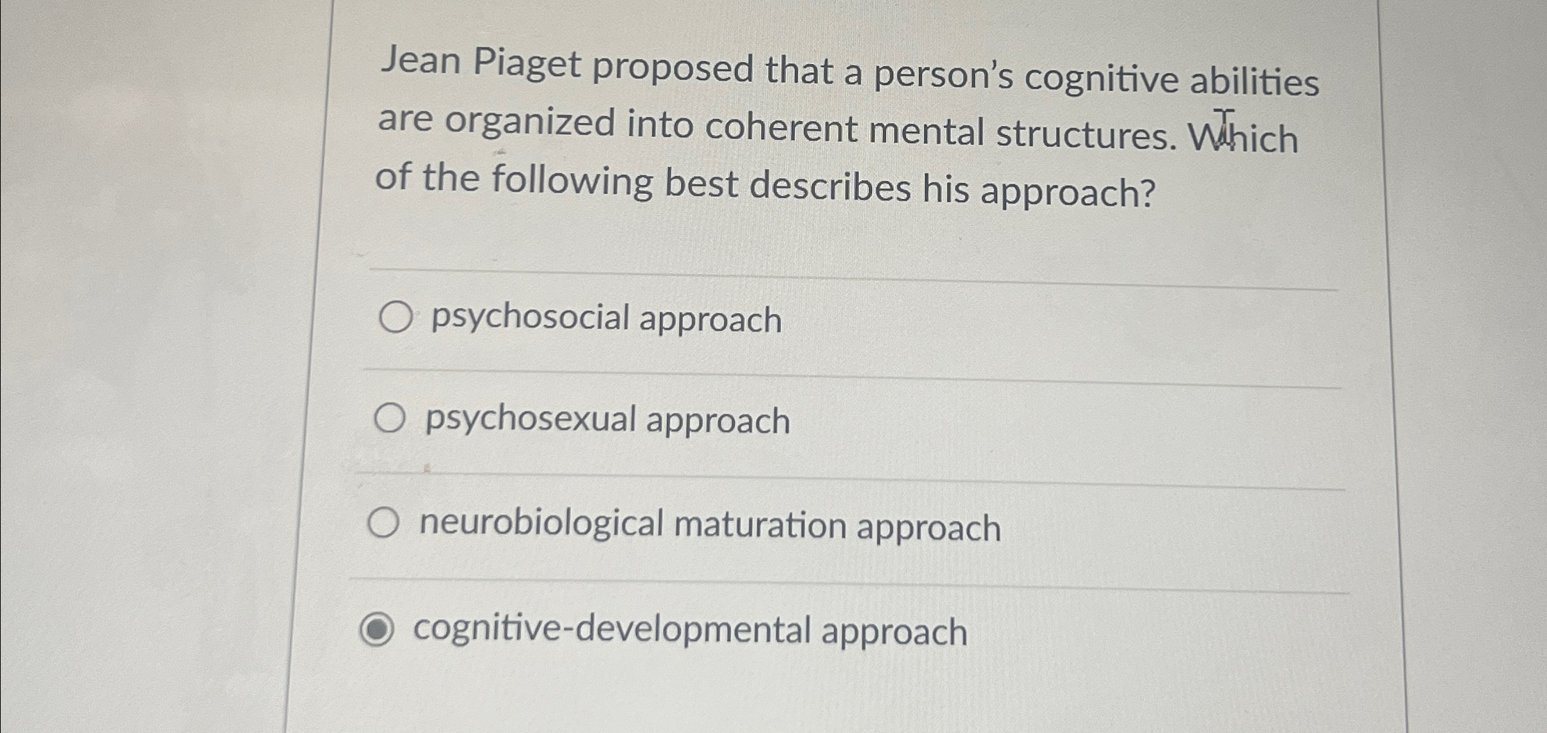 Solved Jean Piaget proposed that a person's cognitive | Chegg.com