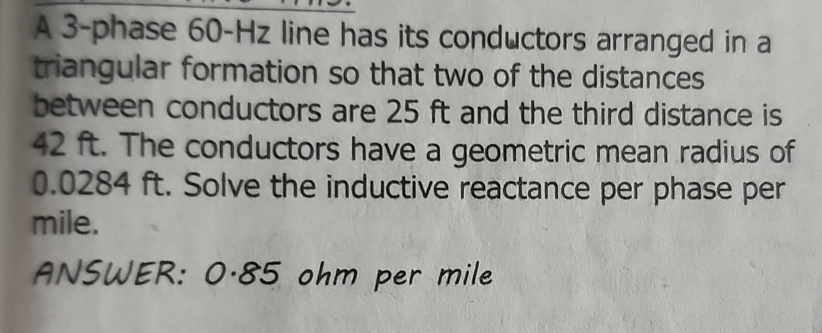 Solved A 3-phase 60−Hz line has its conductors arranged in a | Chegg.com