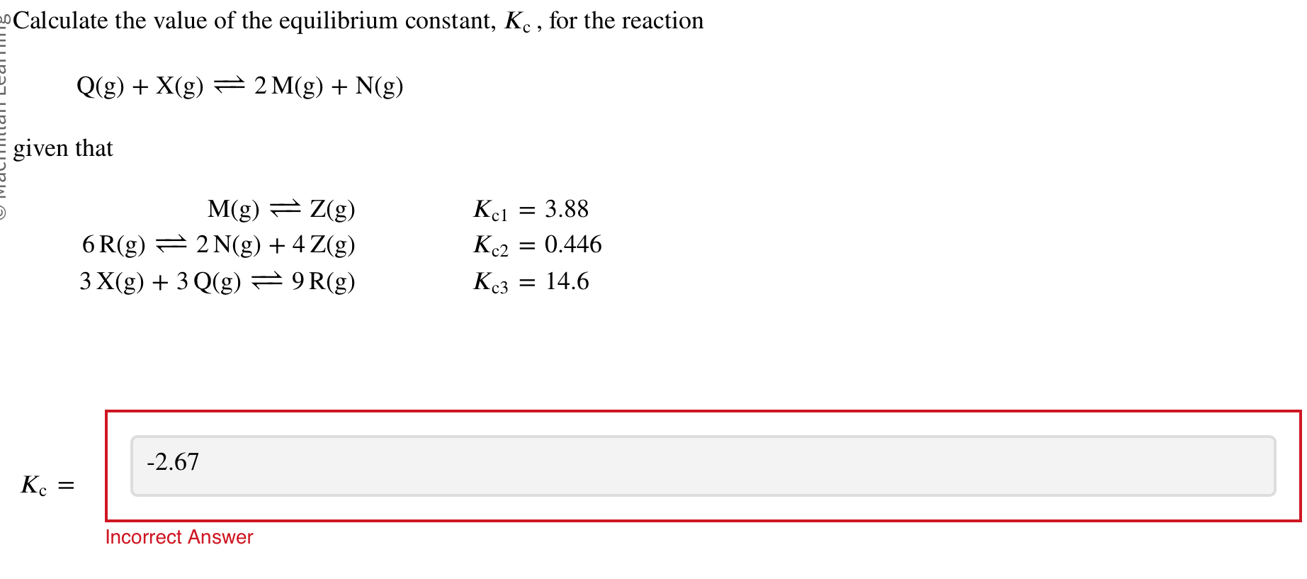 ?0 ﻿Calculate the value of the equilibrium constant, | Chegg.com