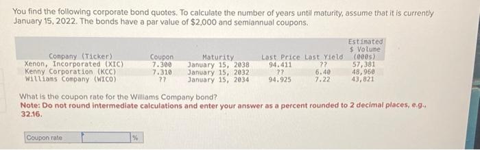 Solved You find the following corporate bond quotes. To | Chegg.com