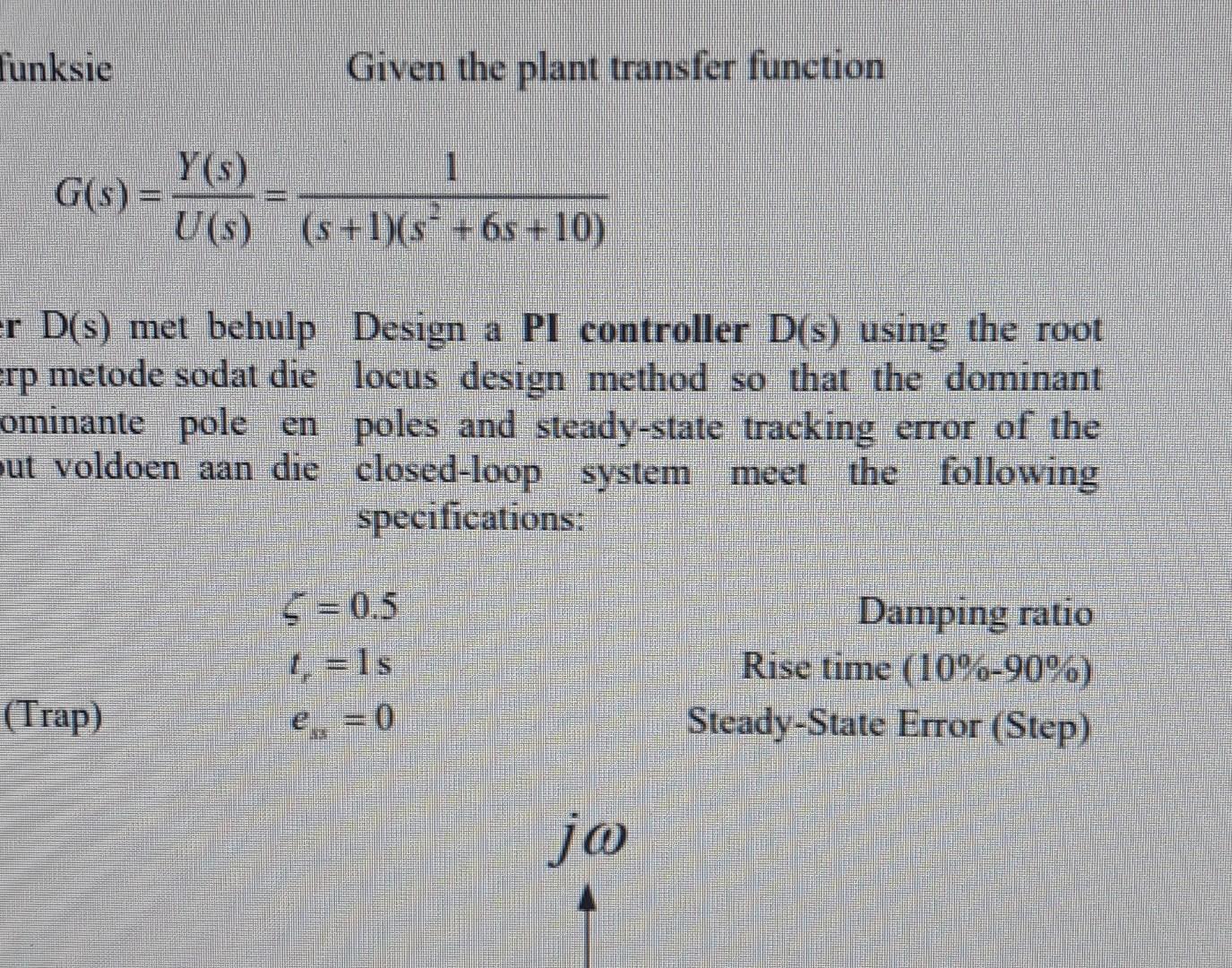 Solved Given the plant transfer function | Chegg.com