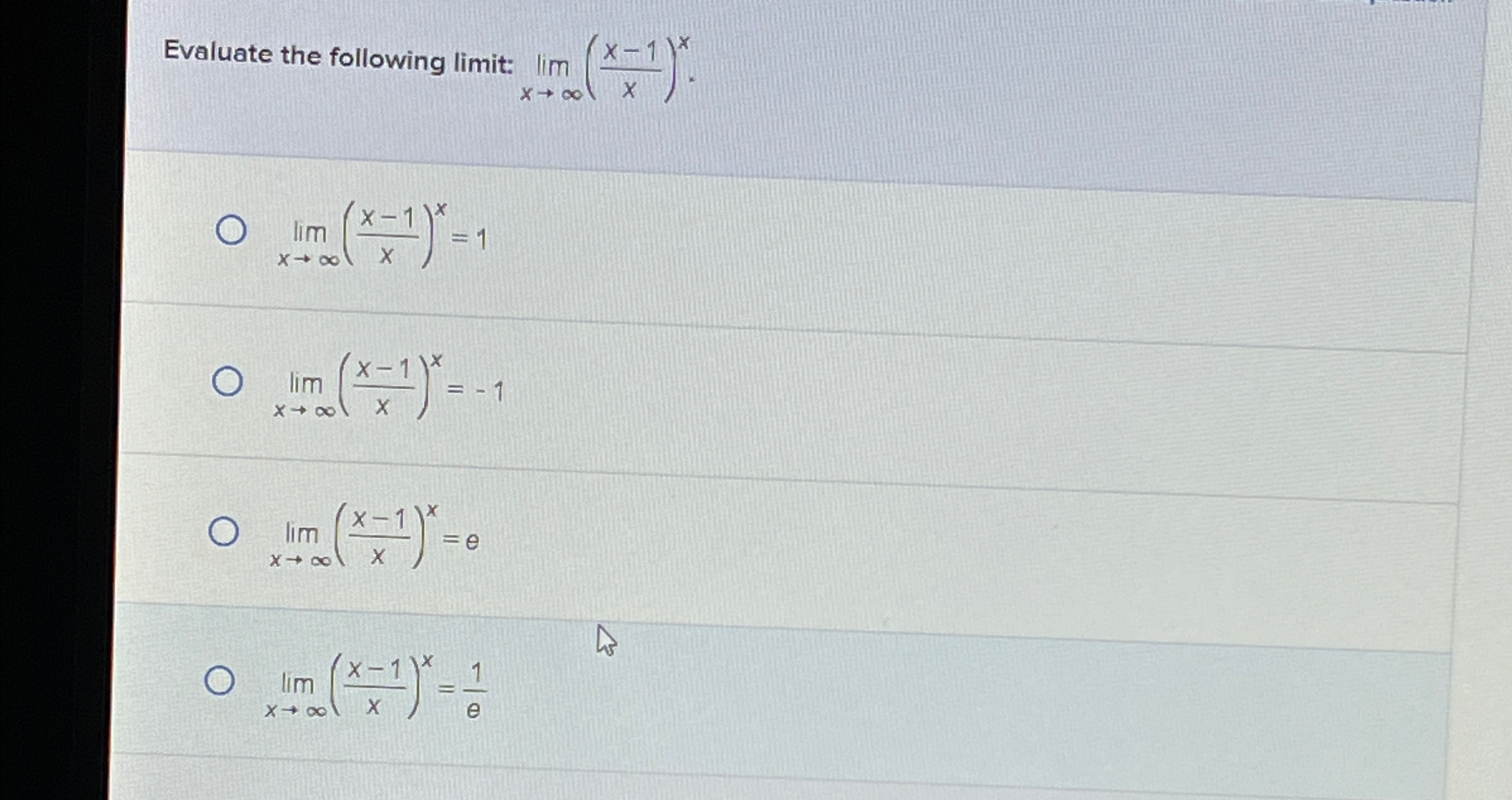 Solved Evaluate the following limit: | Chegg.com