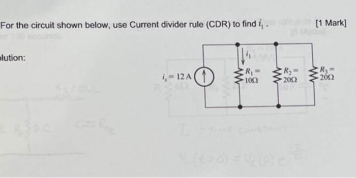 Solved For the circuit shown below, use Current divider rule | Chegg.com