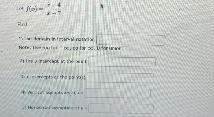 Solved Let f(x)=4x+72 This function has: 1) A horizontal | Chegg.com