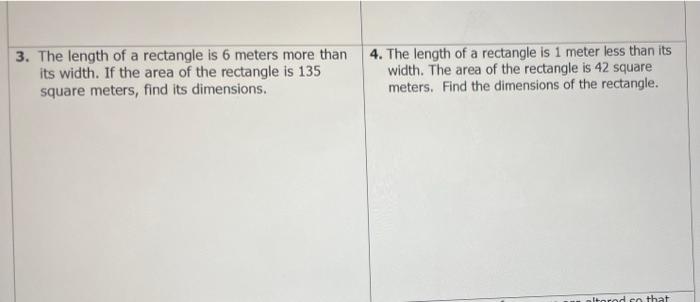Solved 3. The length of a rectangle is 6 meters more than | Chegg.com