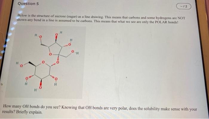 Solved Question 5 -12 Below is the structure of sucrose | Chegg.com