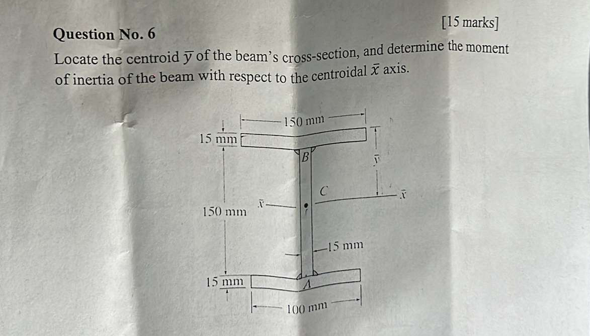Solved Question No. 6[15 ﻿marks]Locate the centroid ?bar (y) | Chegg.com
