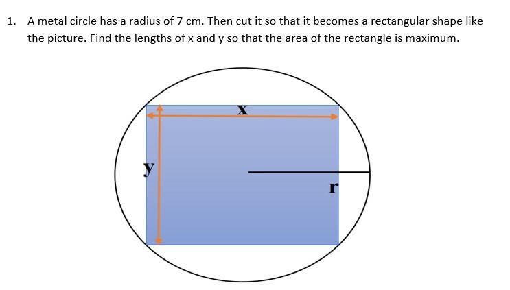 Solved 1. A metal circle has a radius of 7 cm. Then cut it | Chegg.com