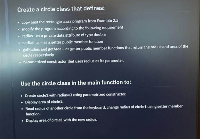 Solved Create a circle class that defines: copy past the | Chegg.com