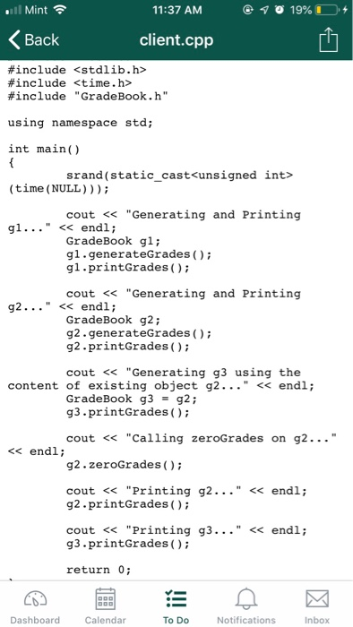 Solved c++ code Download the files GradeBook.h, | Chegg.com