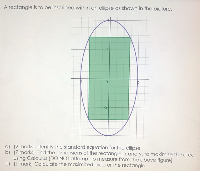 Solved A rectangle is to be inscribed within an ellipse as | Chegg.com