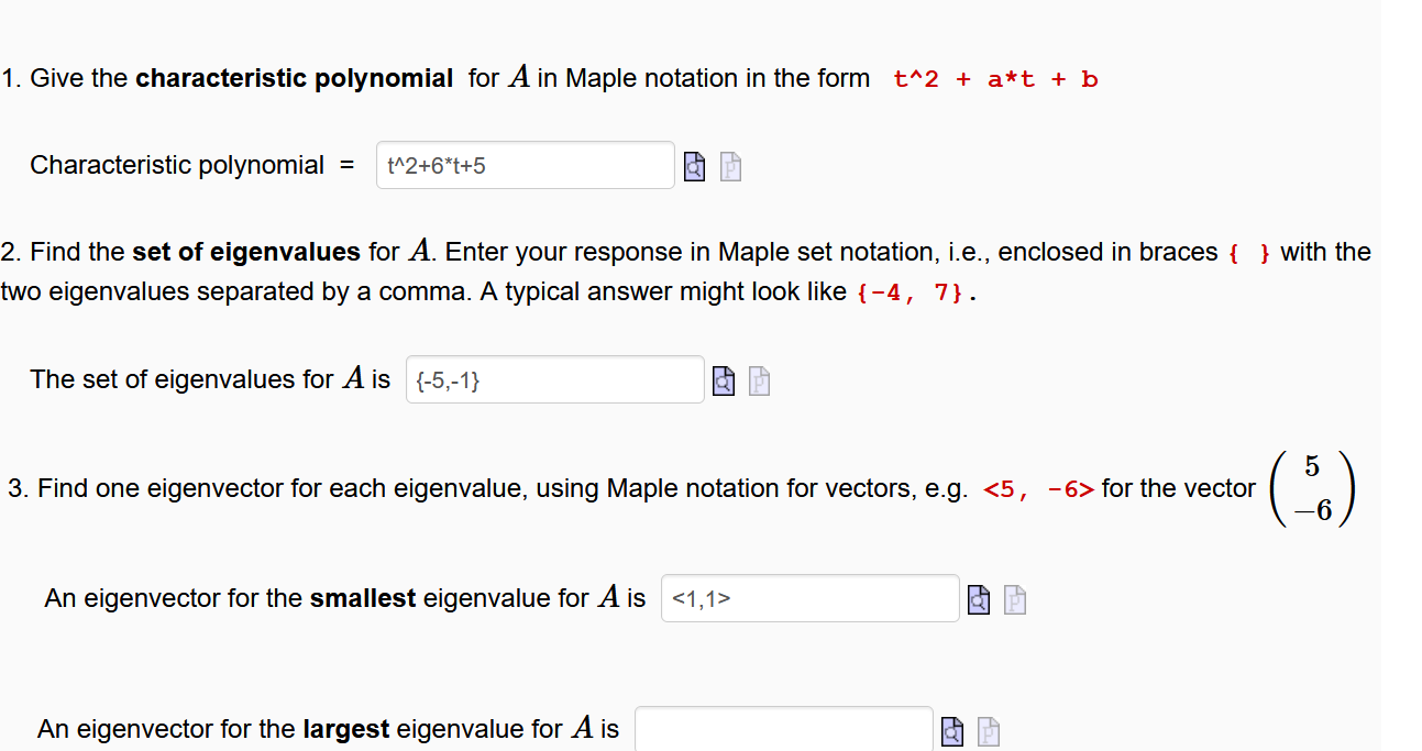 Solved Give the characteristic polynomial for A ﻿in Maple | Chegg.com