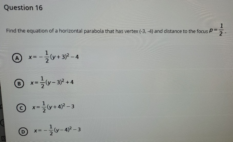 Solved Question 16 1 Find the equation of a horizontal | Chegg.com
