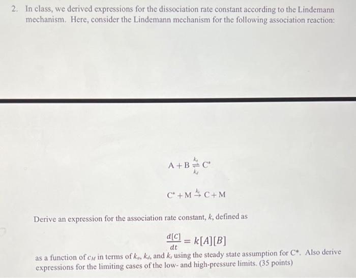 Solved 2. In class, we derived expressions for the | Chegg.com