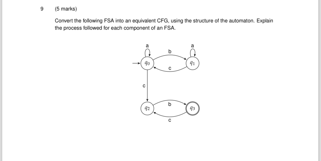 Solved 9 (5 ﻿marks)Convert the following FSA into an | Chegg.com