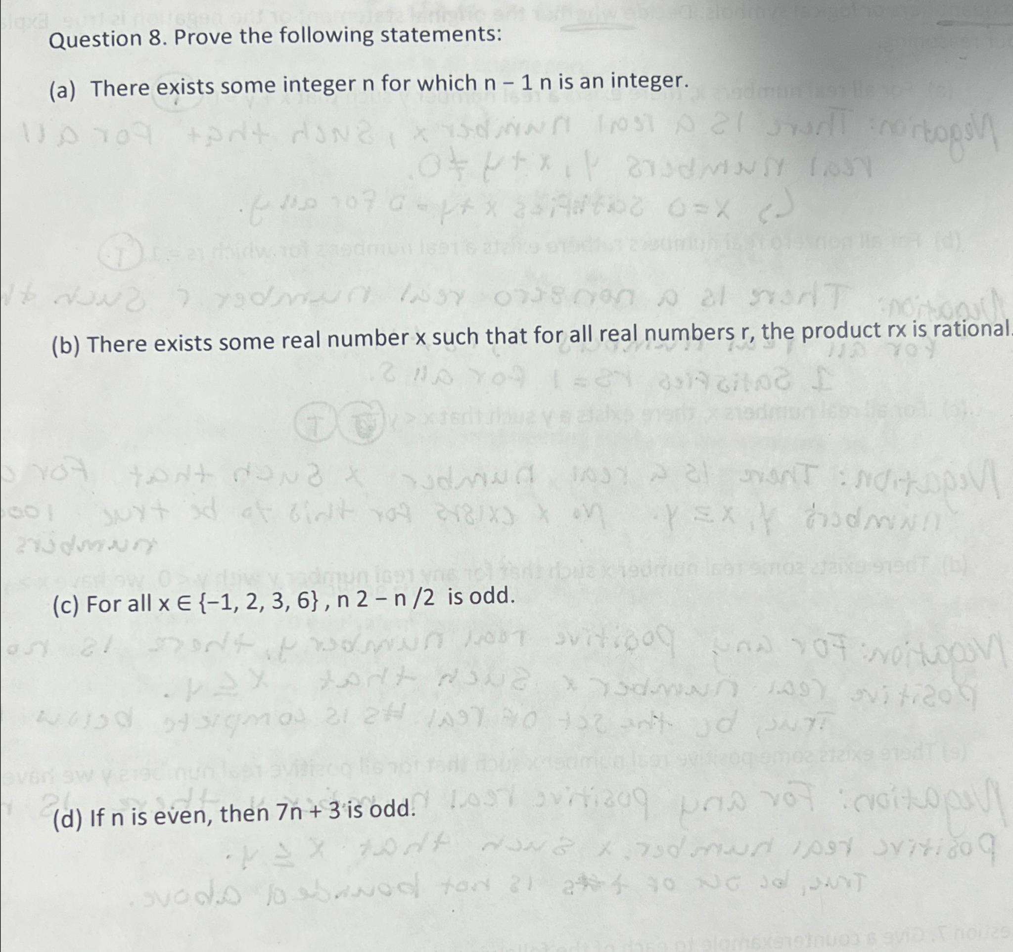 Solved Question 8. ﻿Prove the following statements:(a) | Chegg.com
