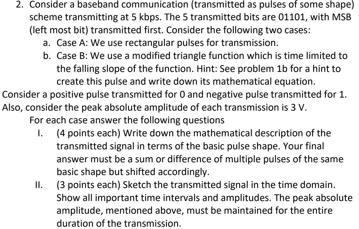 Solved Consider a baseband communication (transmitted as | Chegg.com